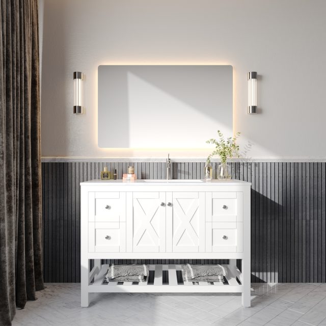 villa stylish 1200mm oak wood white vanity | Danik Bathroomware