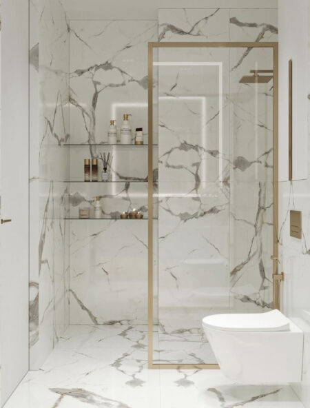 900mm Gold Frame Walk-In Shower Glass | Danik Bathroomware