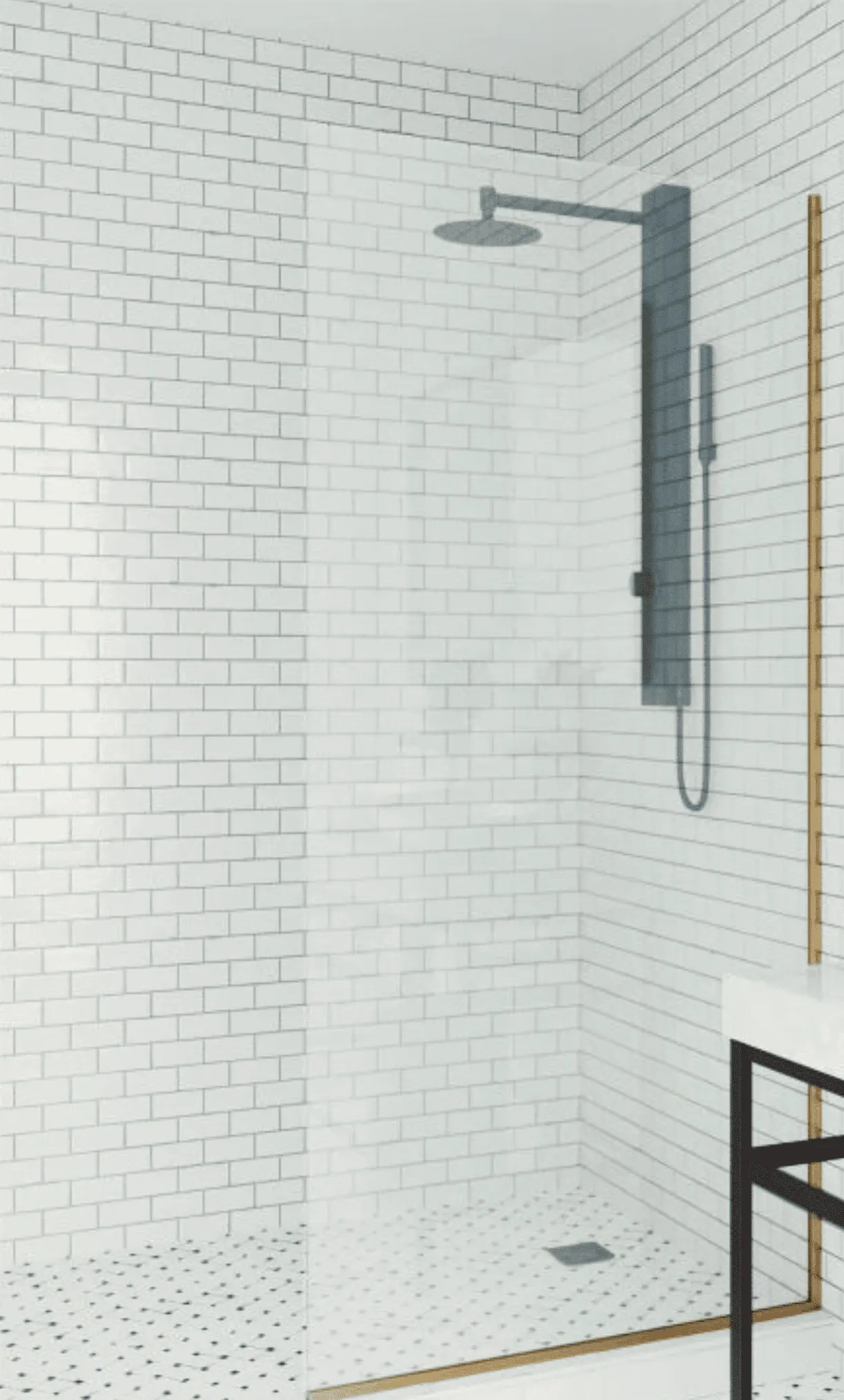 900mm Gold Frameless Walk-In Shower Glass | Danik Bathroomware