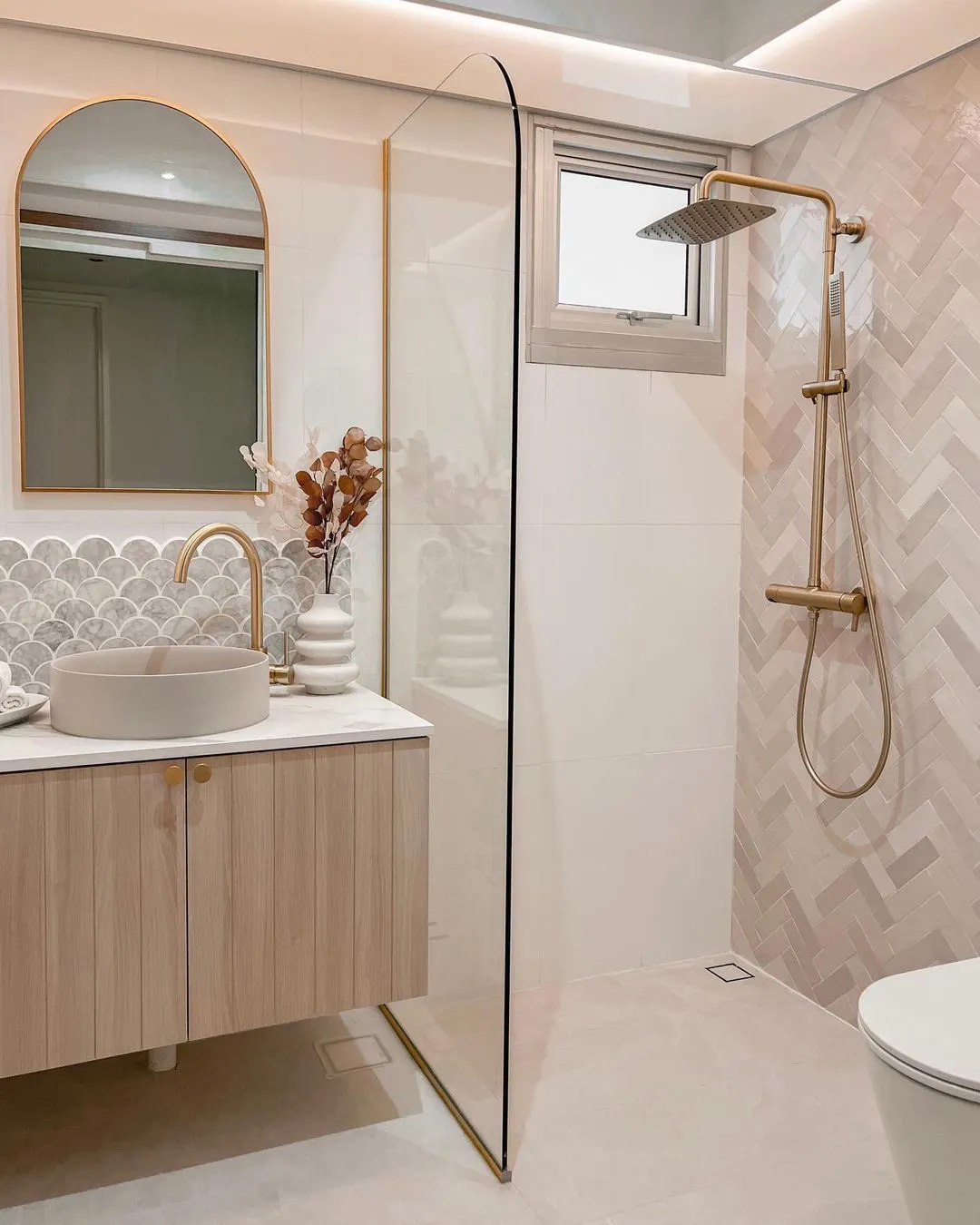 900mm Gold Frameless Walk-In Shower Glass | Danik Bathroomware