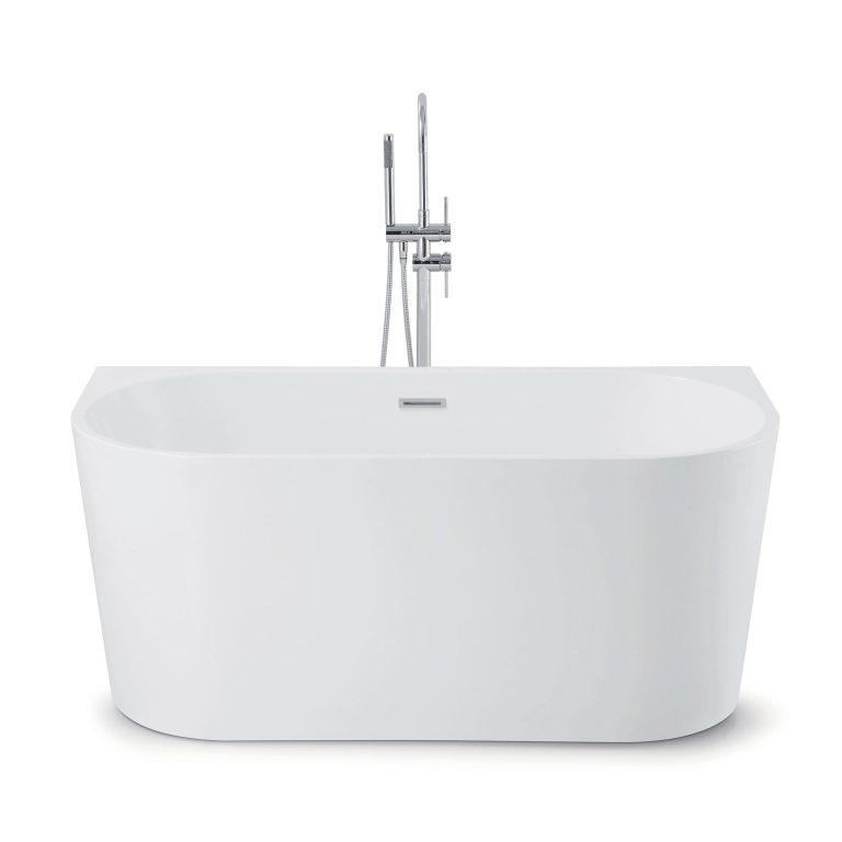 Halo Back-to-Wall Freestanding Bathtub - Gloss White | DANIK
